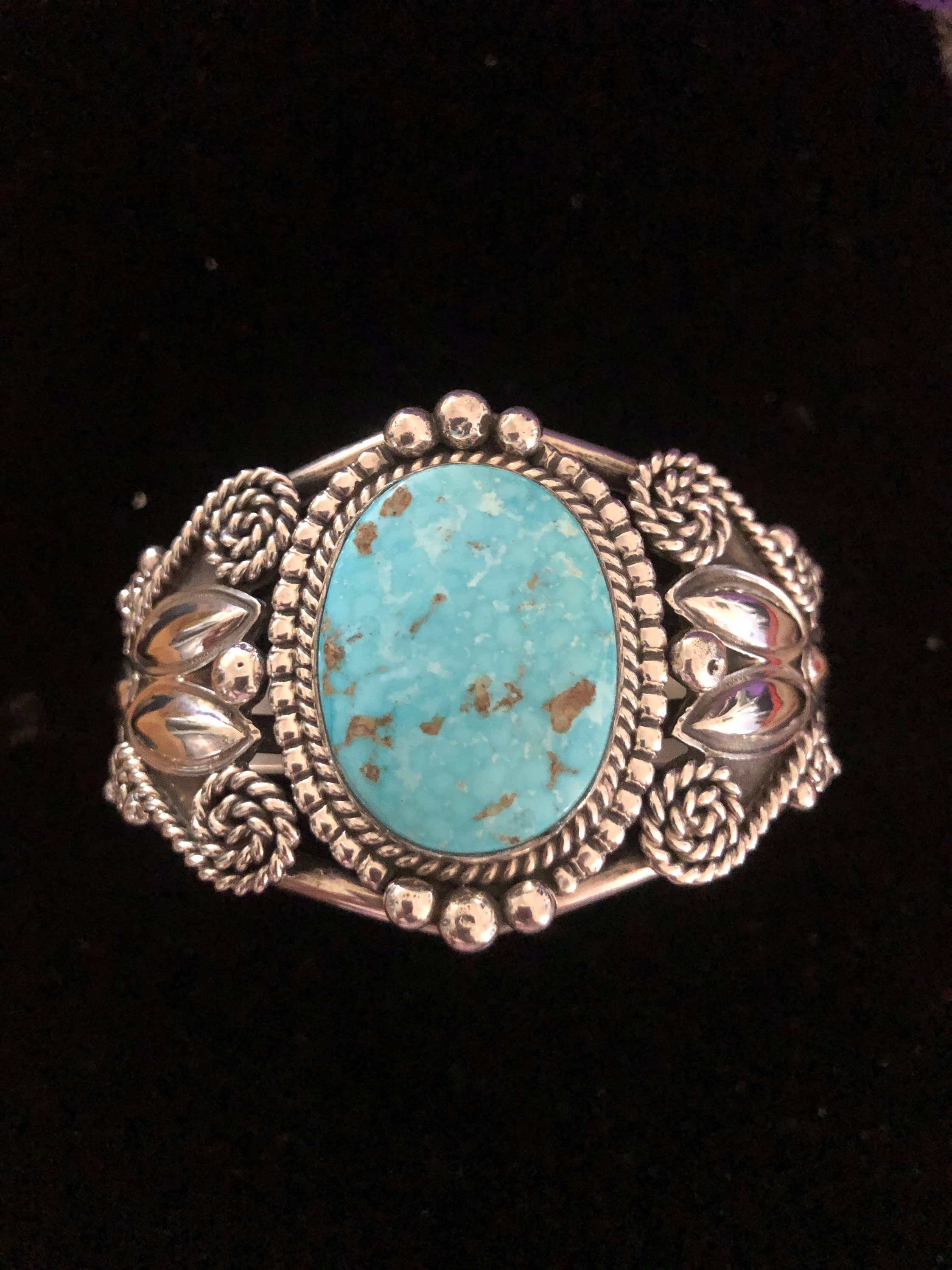 Native American Navajo Handmade Sterling Silver Kingman Turquoise ...