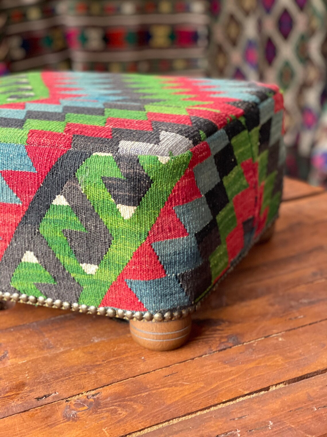 Vintage Kilim Ottoman Stool, Square Foot Rest, Ottoman Table - Etsy
