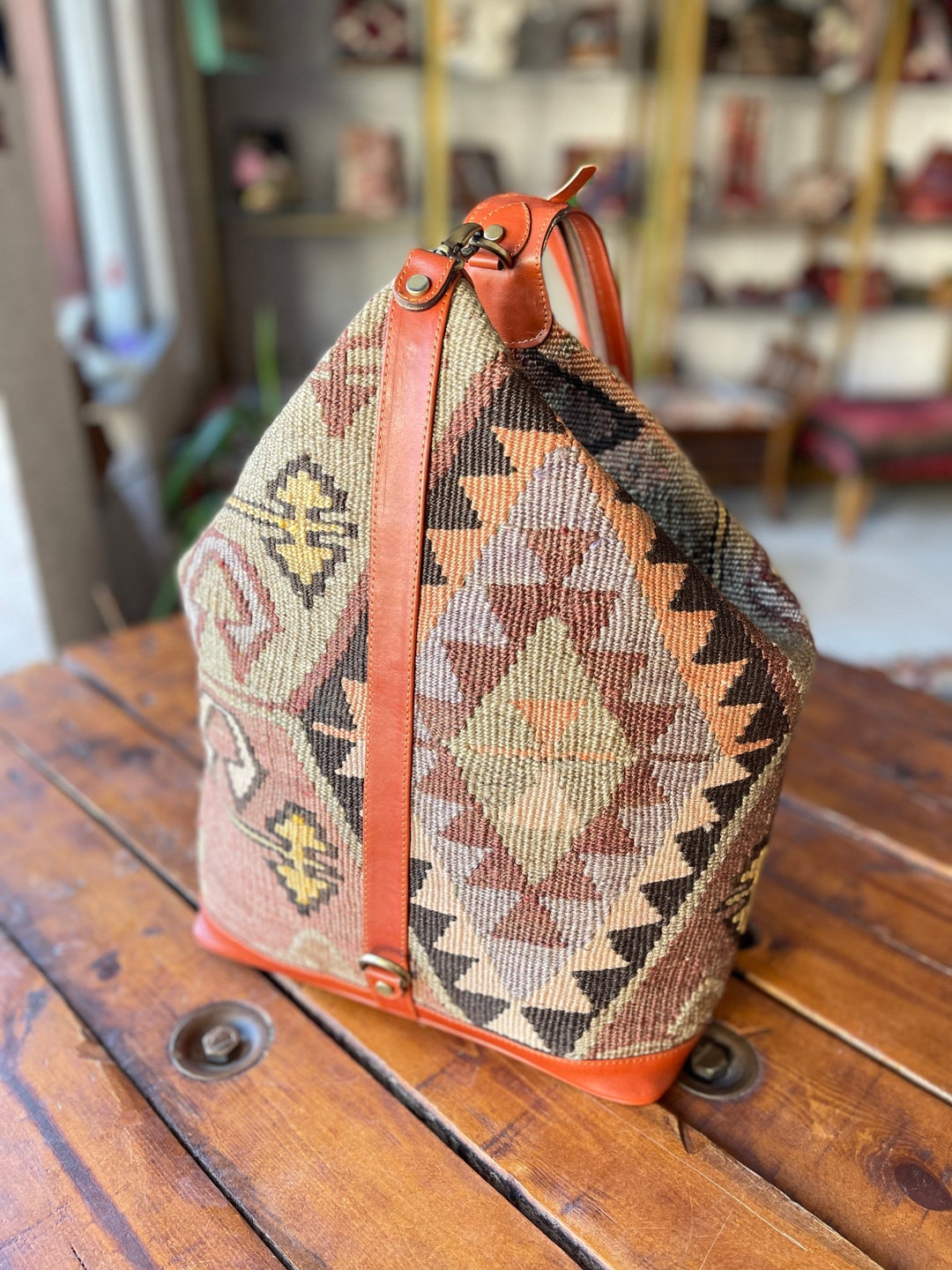 Kilim Backpack, Large Size, Kilim Bag, Vintage Kilim and Genuine ...