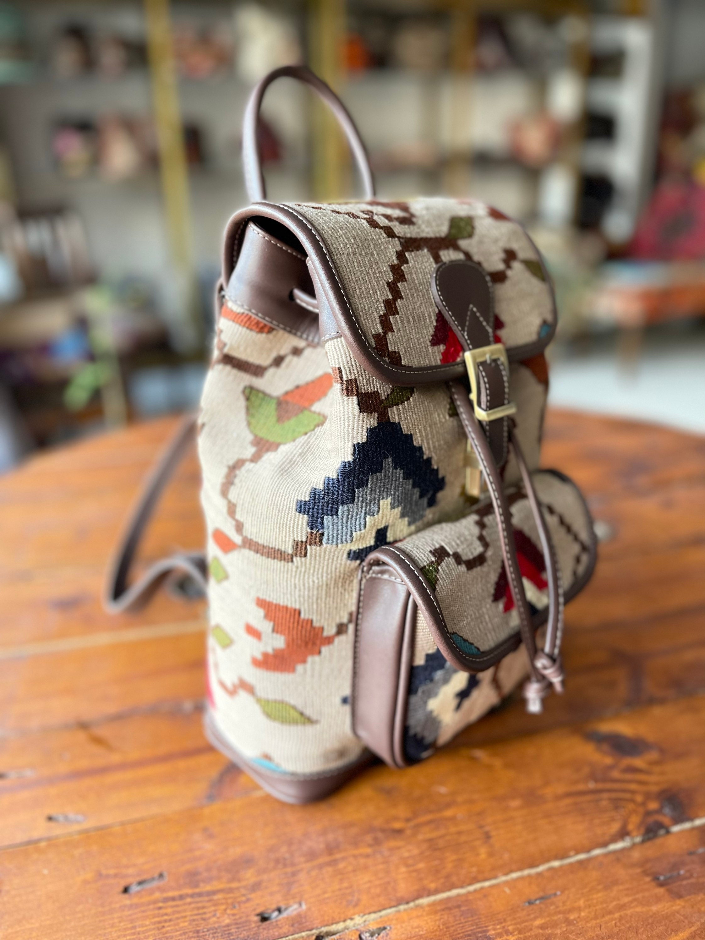 Vintage Kilim Backpack Kilim Bag Vintage Kilim and Genuine - Etsy