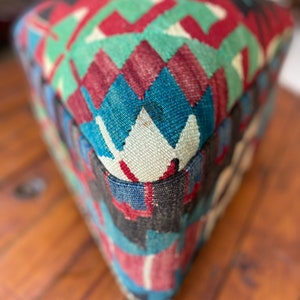 Triangle Kilim Ottoman, Kilim Ottoman Stool, Kilim Foot Rest, Beech ...