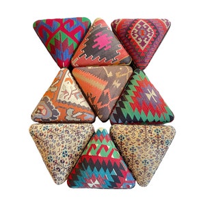 Triangle Kilim Ottoman, Kilim Ottoman Stool, Kilim Foot Rest, Beech ...