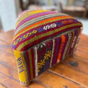 Triangle Kilim Ottoman, Kilim Ottoman Stool, Kilim Foot Rest, Beech ...