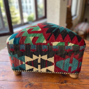 Triangle Kilim Ottoman, Kilim Ottoman Stool, Kilim Foot Rest, Beech ...