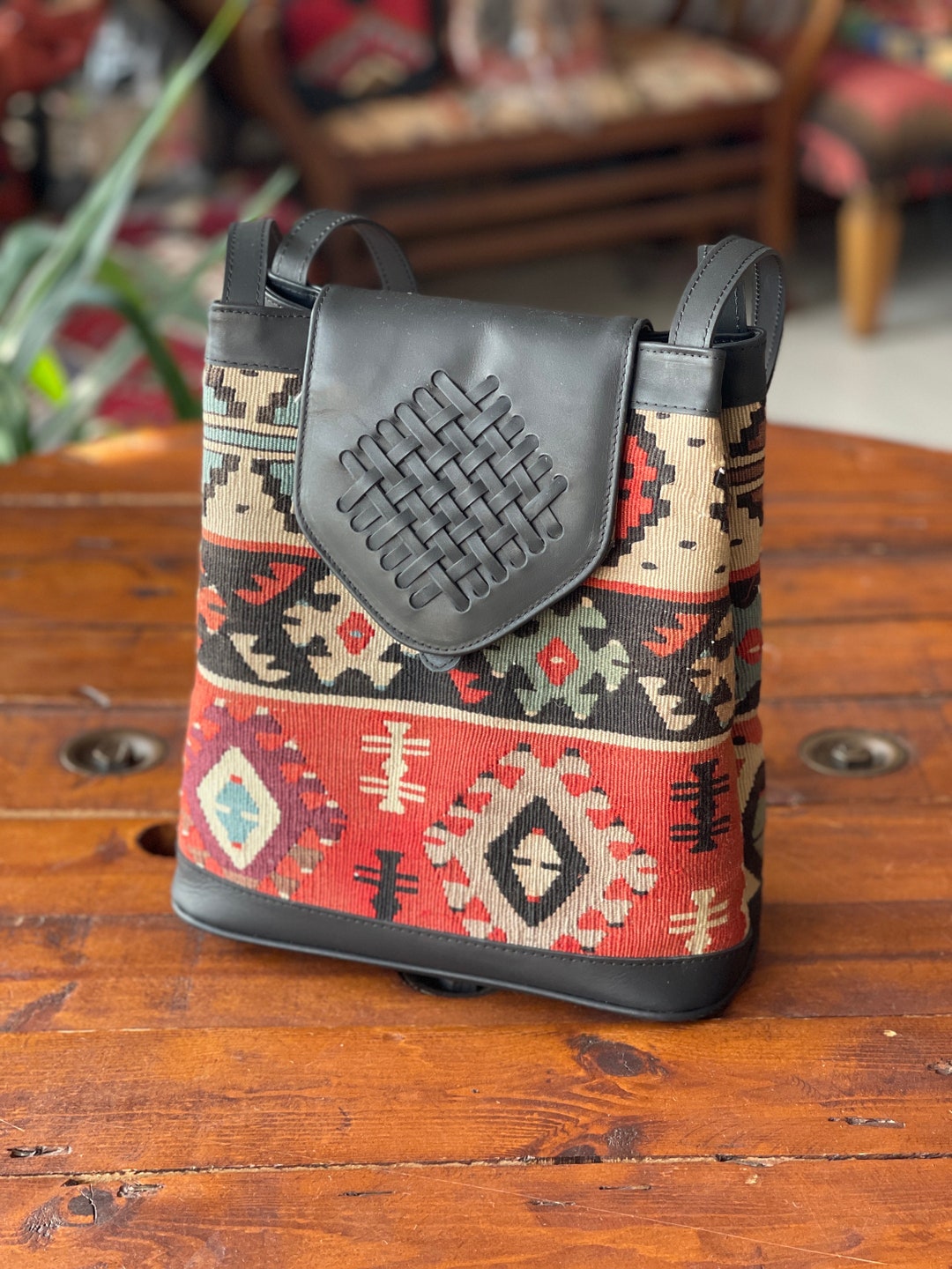 Kilim Tote Bag, Kilim Bag, Old Kilim and Genuine Leather, Kilim Bags ...