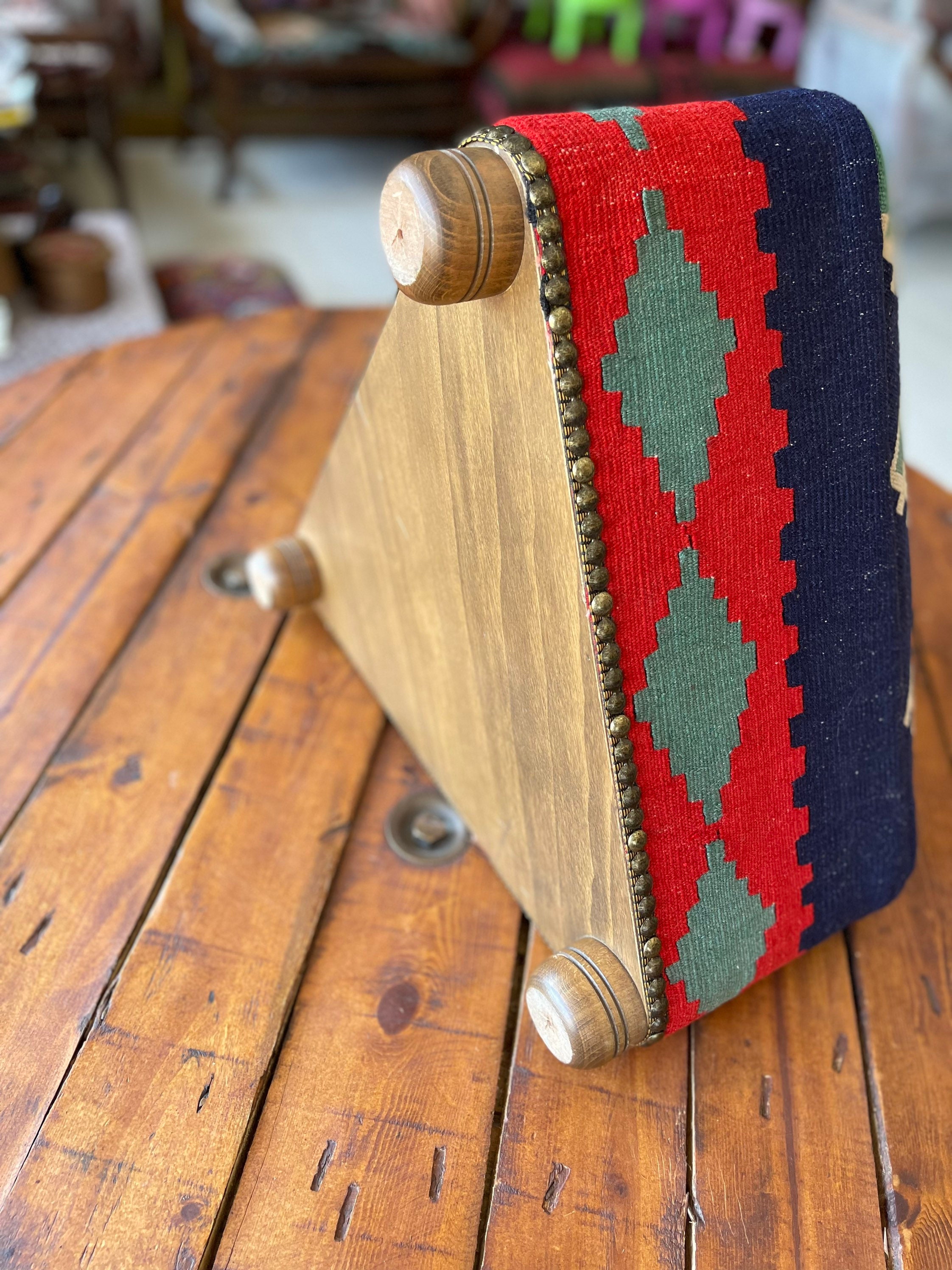 Kilim Ottoman Stool / Kilim Foot Rest / Beech Wood Stool /vintage ...
