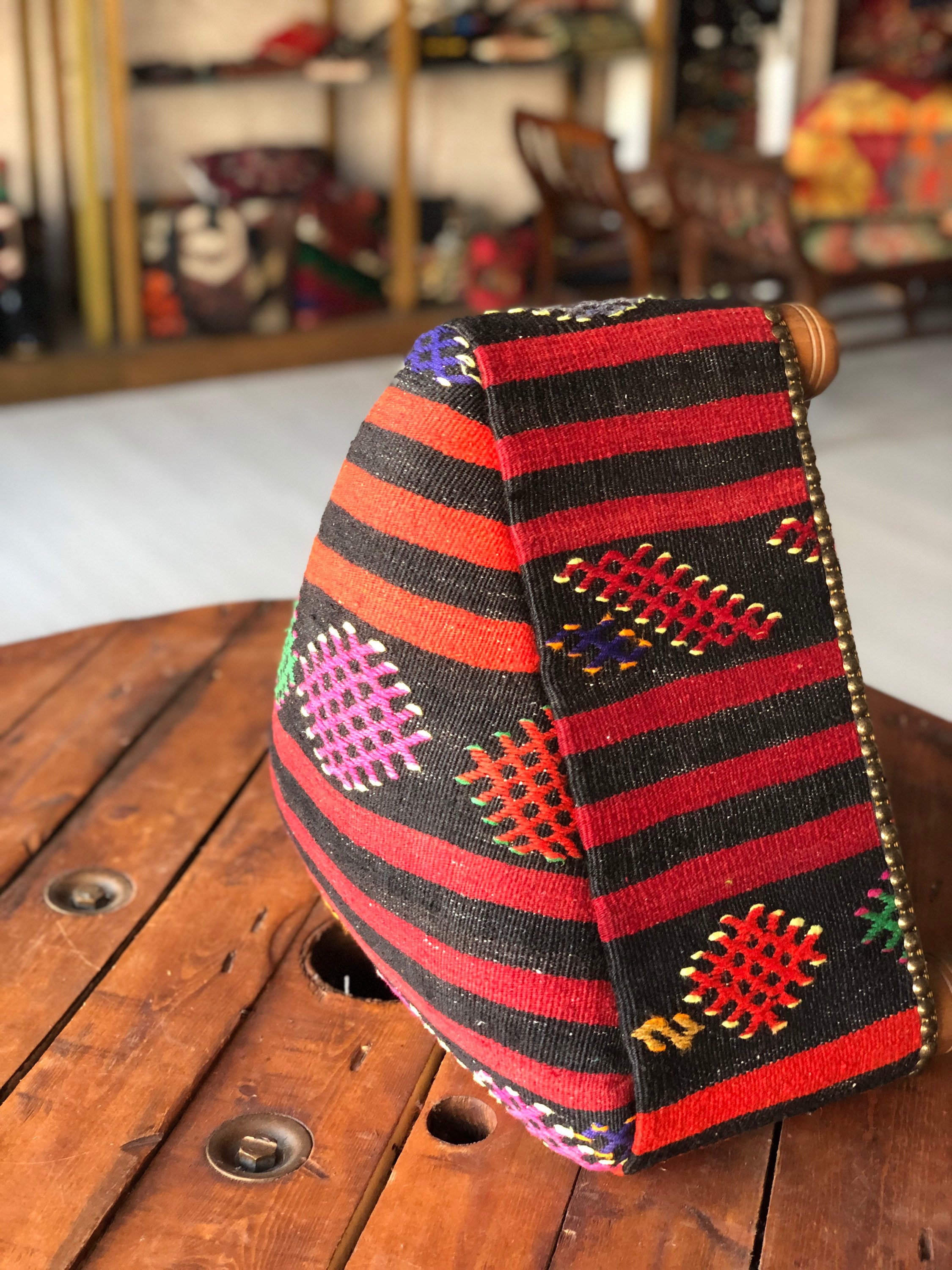 Kilim Ottoman stool / Kilim foot rest / Beech wood stool | Etsy