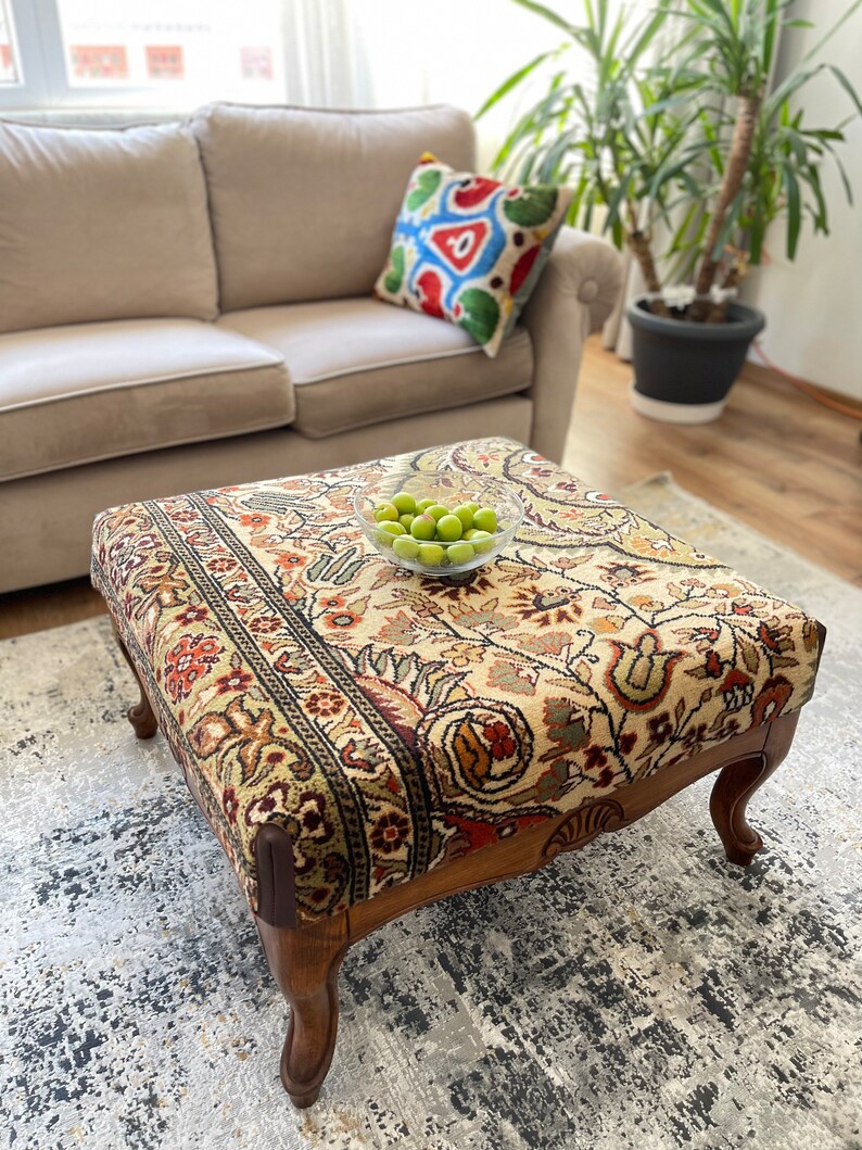 Vintage Rug Coffee Table Square Coffee Table Ottoman Table - Etsy