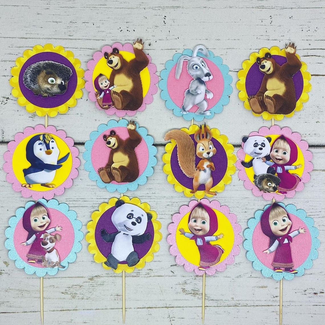 Masha and Bear Cupcake Toppers - Etsy