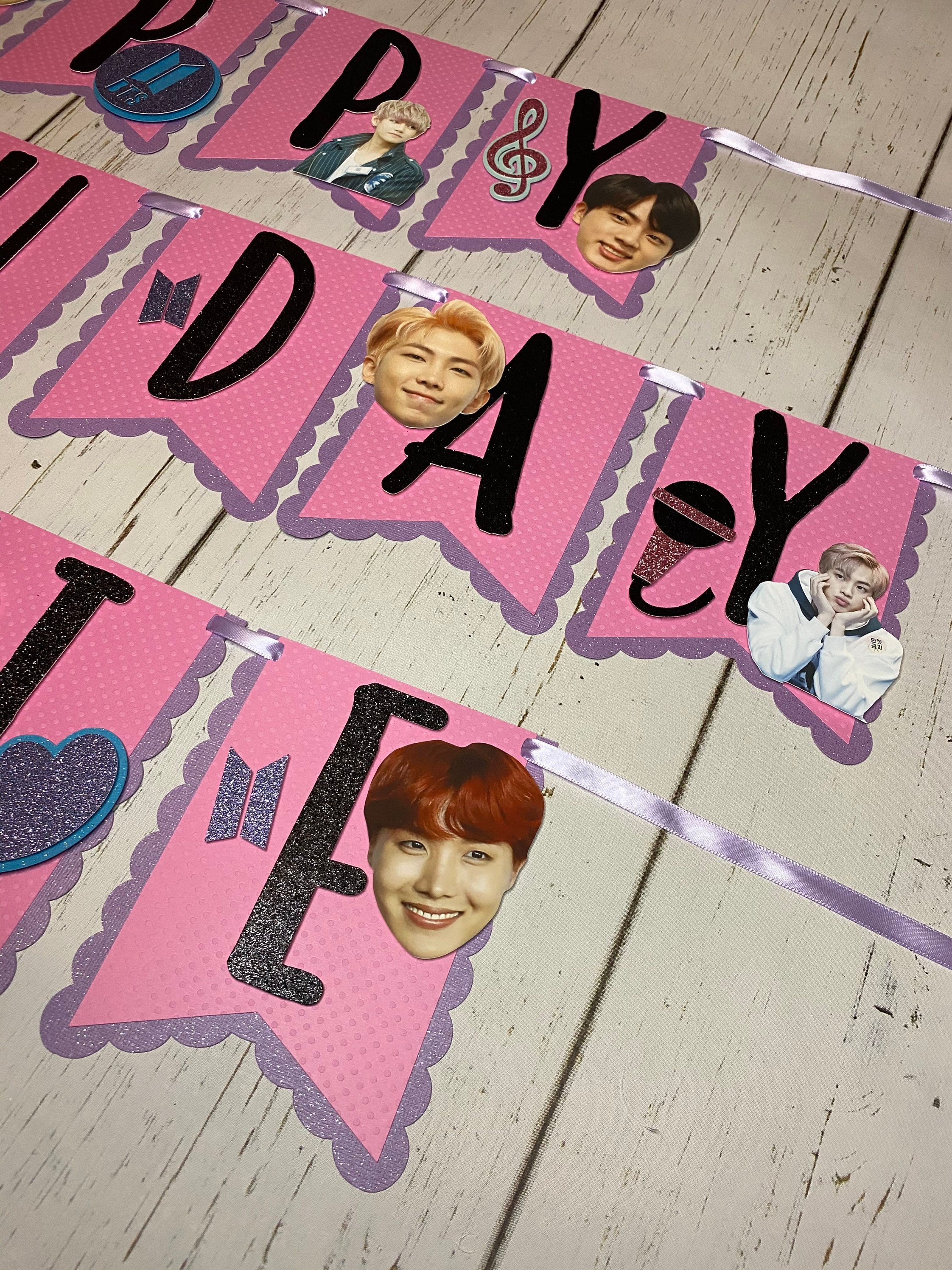 BTS Korean Boy Band Birthday Banner and Cake Topper - Etsy