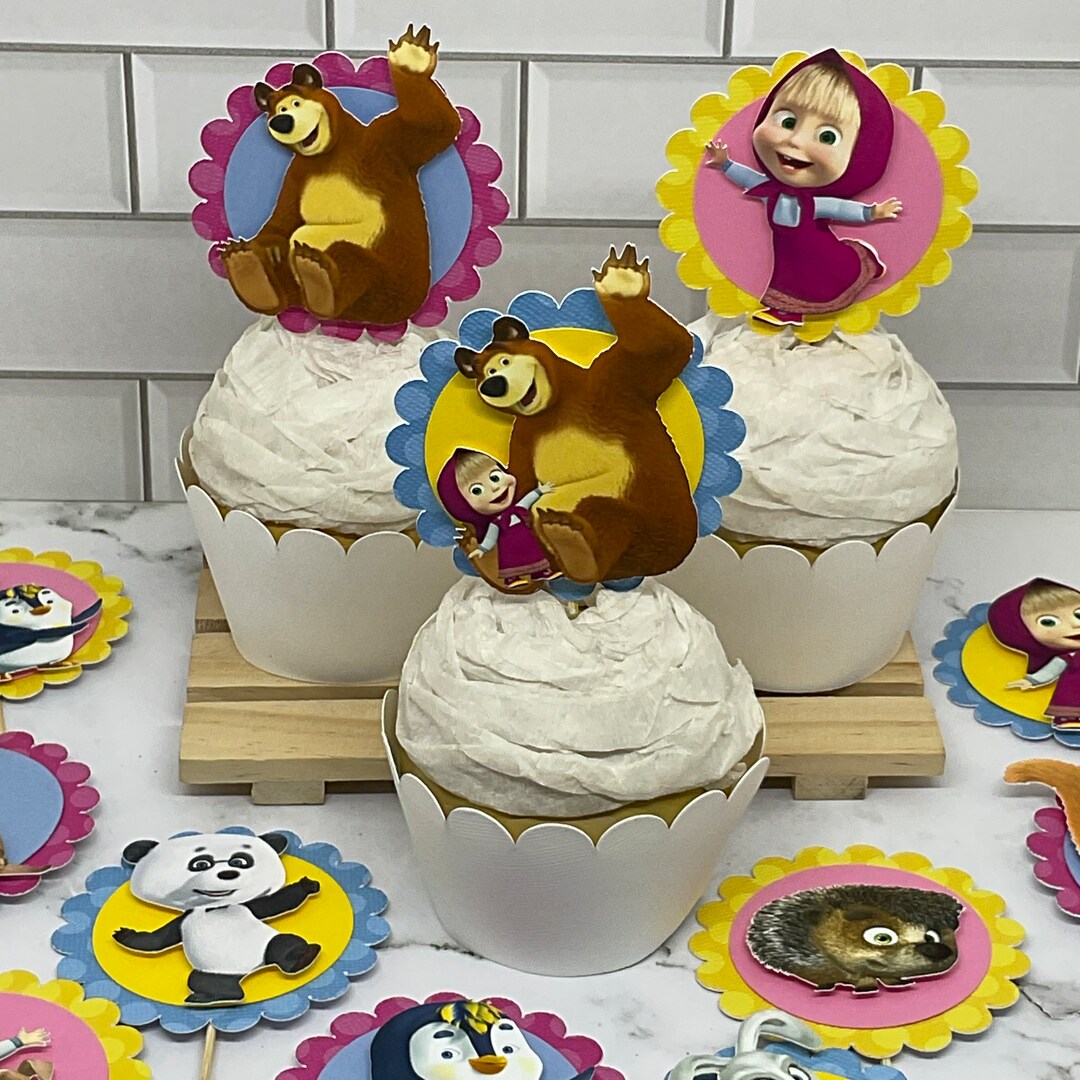 Masha and Bear Cupcake Toppers - Etsy Canada