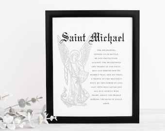 St. Michael Prayer Print. Christian Wall Art. Modern Prayer Prayer ...