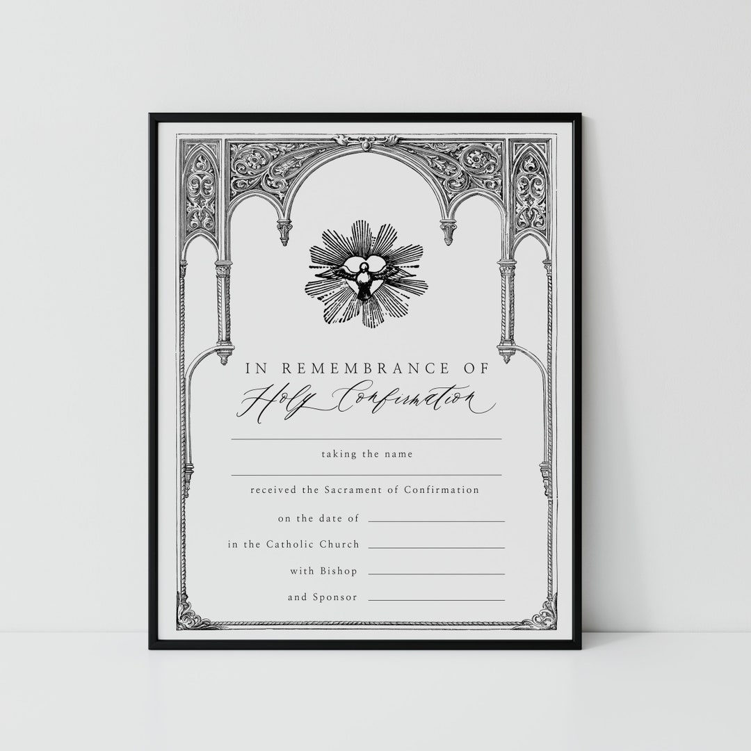 Confirmation Printable Certificate - Catholic Sacrament Certificate ...