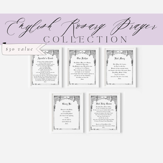 Catholic English Rosary Printable Prayer Collection | Etsy