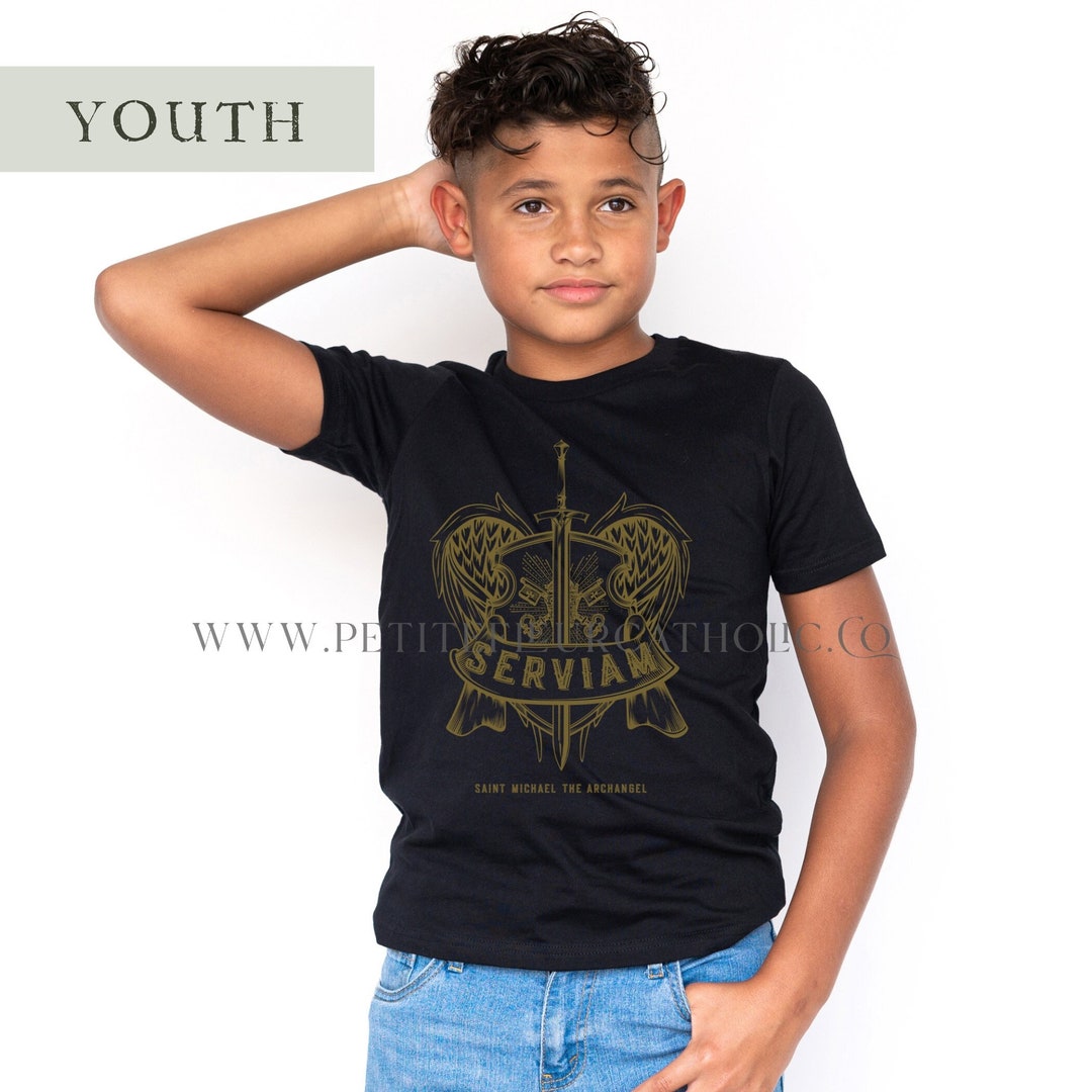 Serviam "i Will Serve" Catholic Youth/big Kids Short Sleeve Tee (S-XL ...