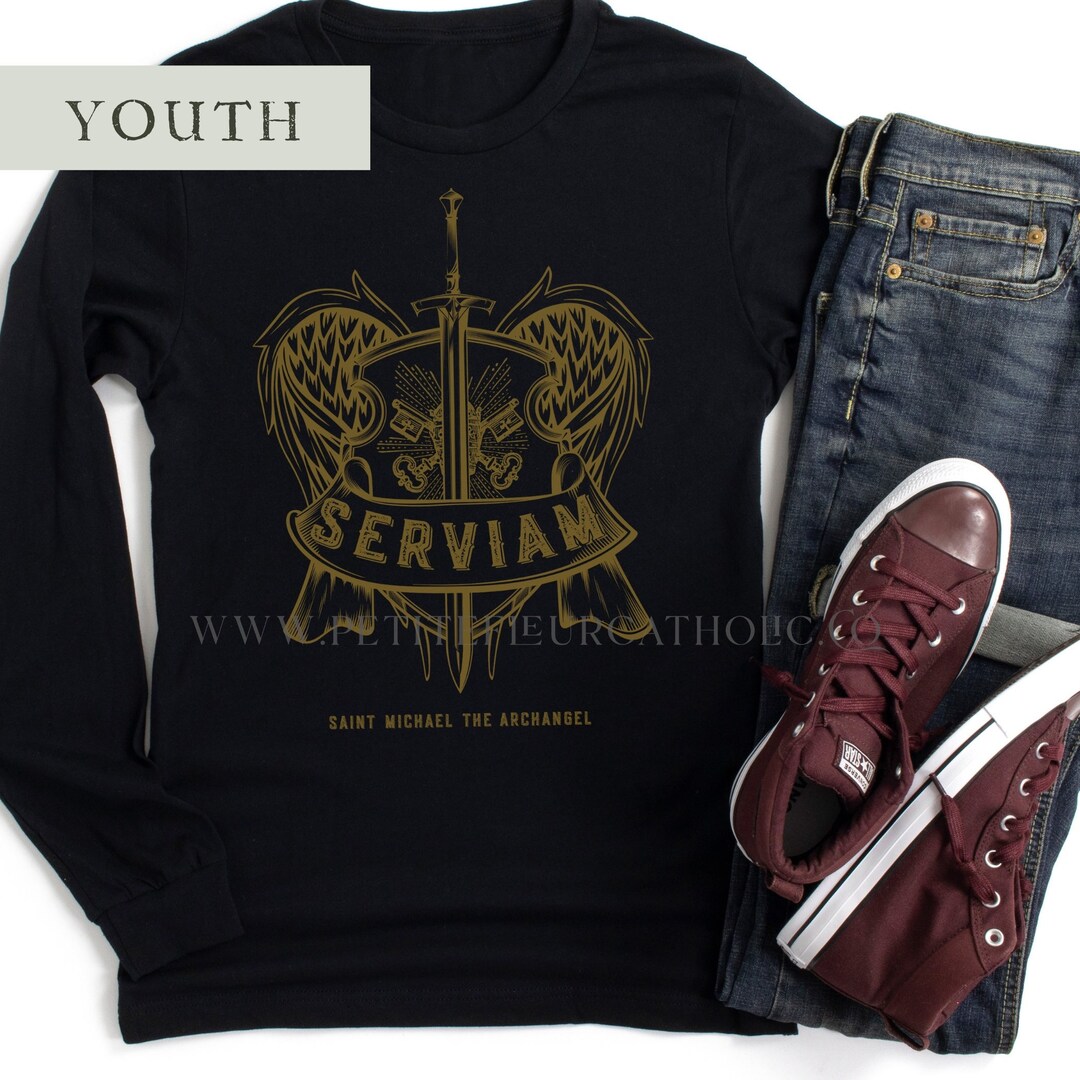 Youth Serviam "i Will Serve" Catholic Long Sleeve Tee - Catholic Boy's ...