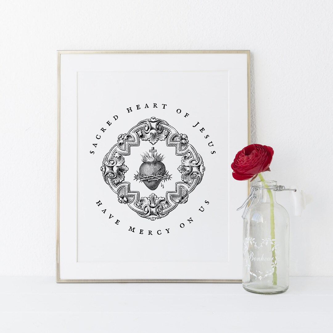 Sacred Heart of Jesus Have Mercy on Us Printable Wall Art - Ornate ...