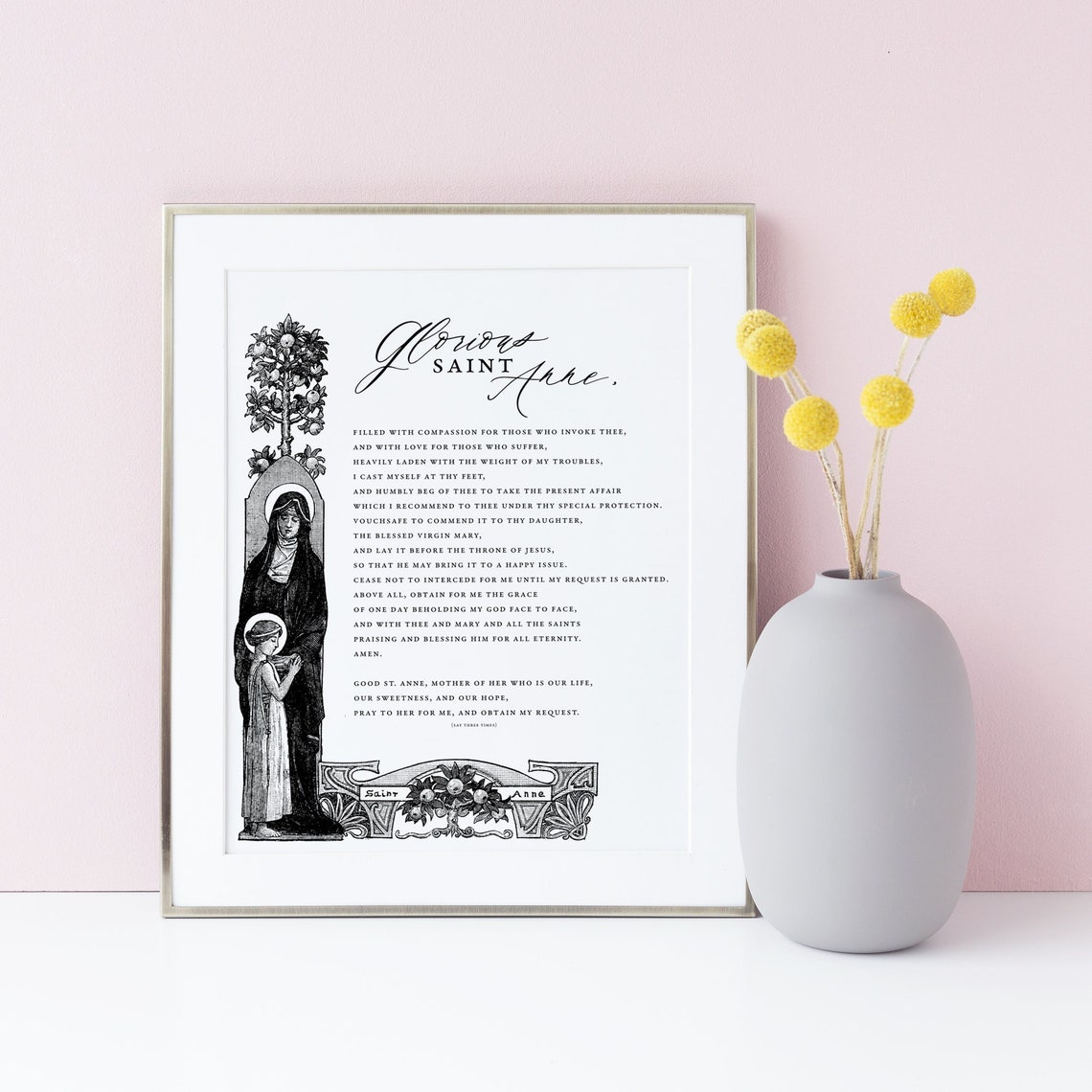 St. Anne Prayer Printable Wall Art Traditional Catholic - Etsy