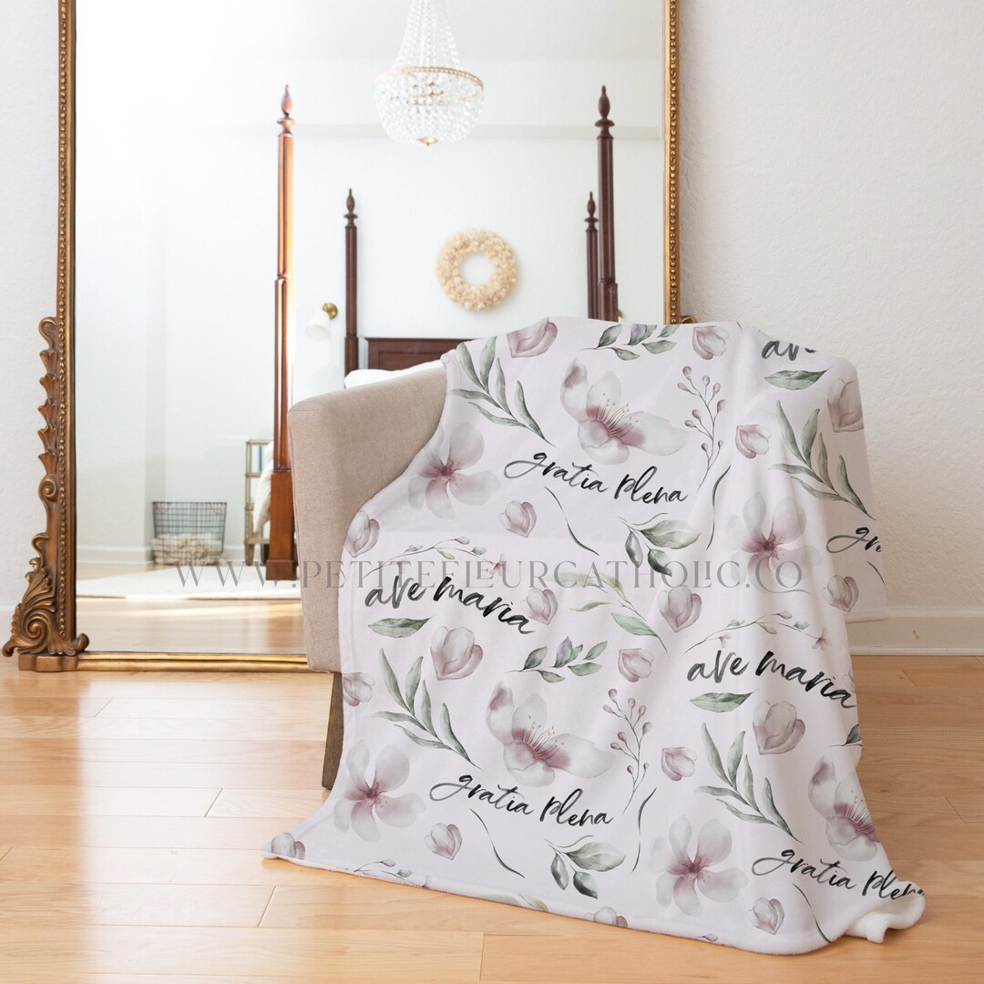 Ave Maria Catholic Throw Blanket - Hail Mary Full of Grace - Catholic ...