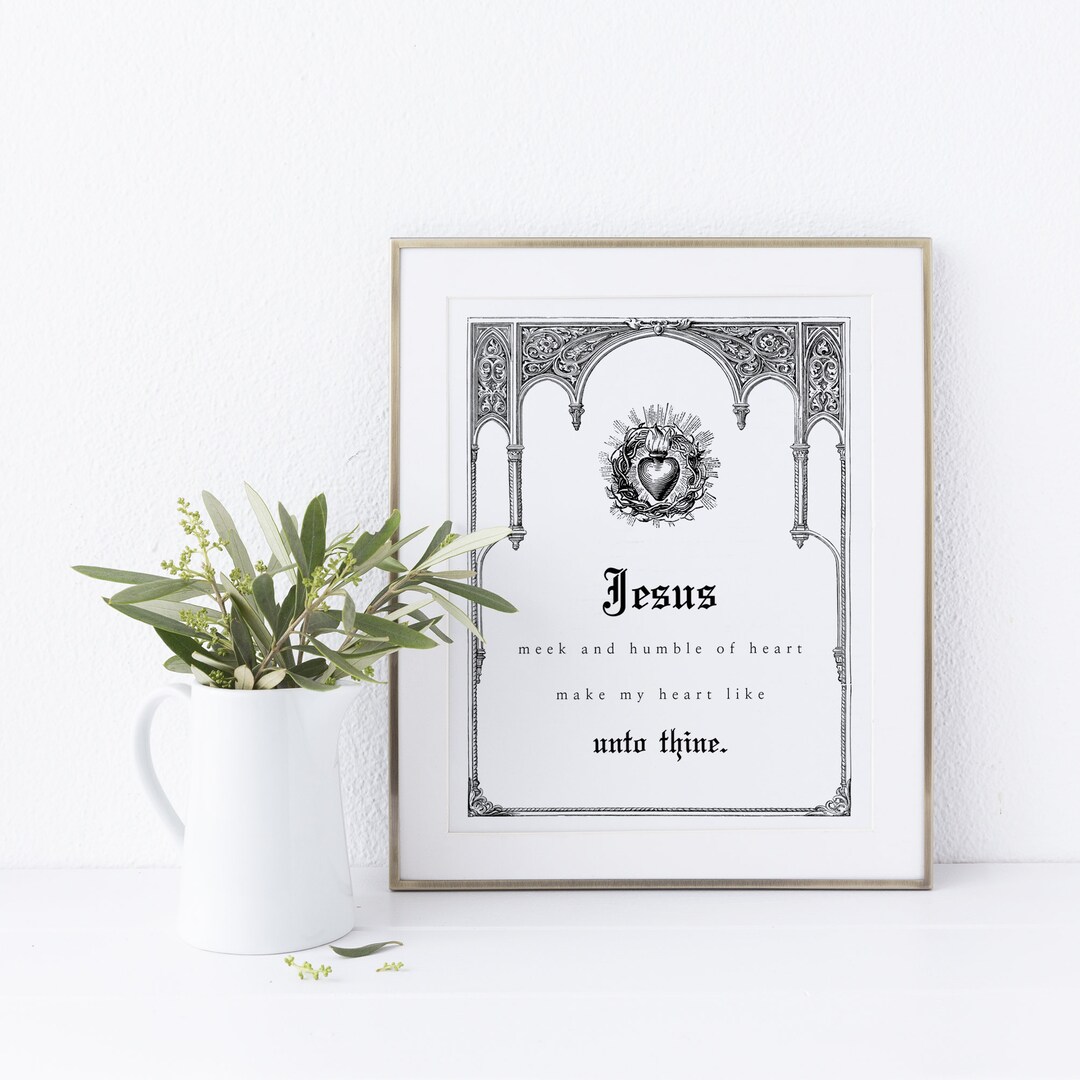 Jesus Meek and Humble of Heart Prayer Printable Wall Art - Catholic ...