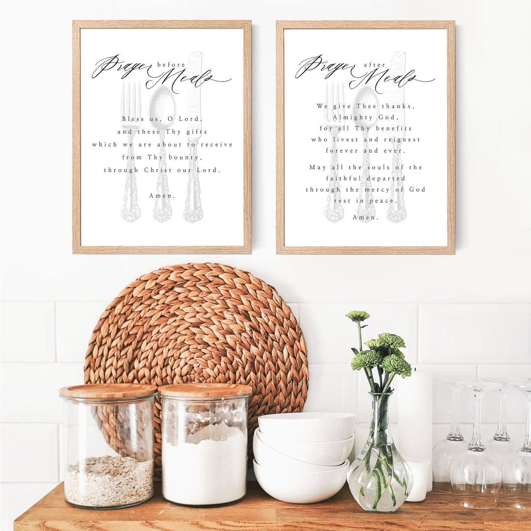 Catholic Mealtime Prayers Printable Wall Art - Catholic Farmhouse Home ...