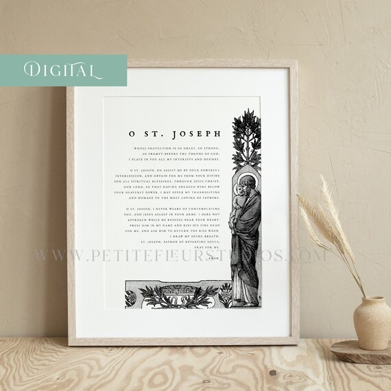 O St. Joseph Prayer Printable Wall Art Traditional Catholic - Etsy