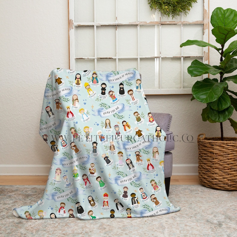 Holy Saints of Heaven Catholic Throw Blanket Catholic - Etsy