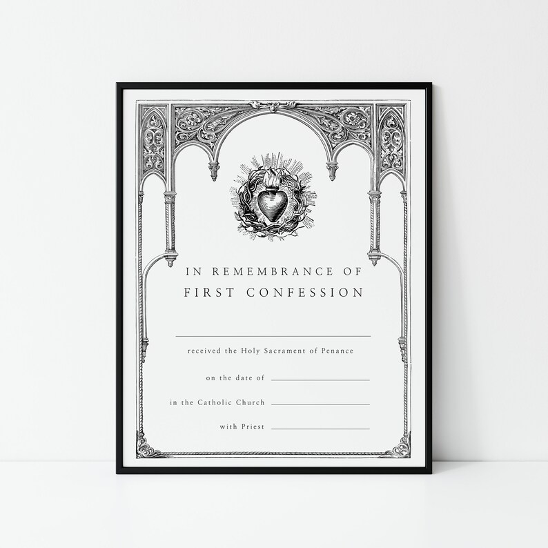 First Confession Printable Certificate Catholic Penance | Etsy