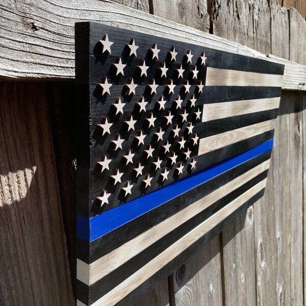 Wooden Thin Blue Line Flag - Etsy
