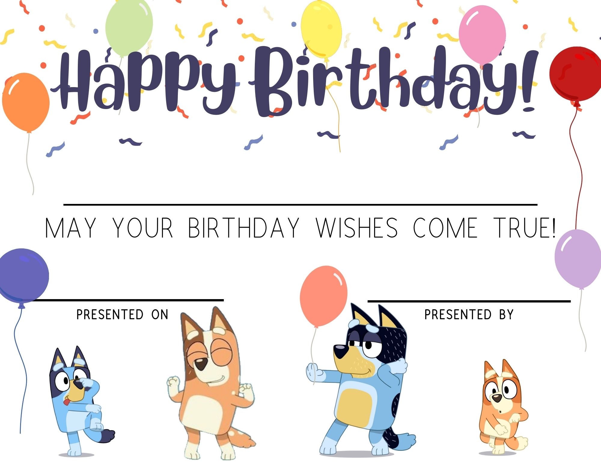 Birthday Certificates- Bluey - Etsy