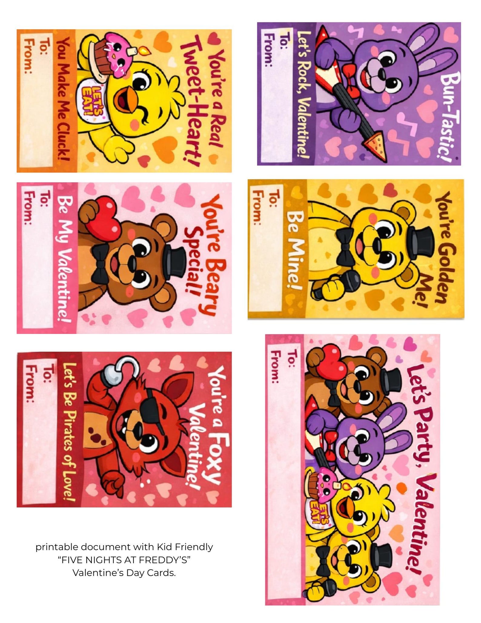 Five Nights at Freddy's- Valentine Cards - Etsy