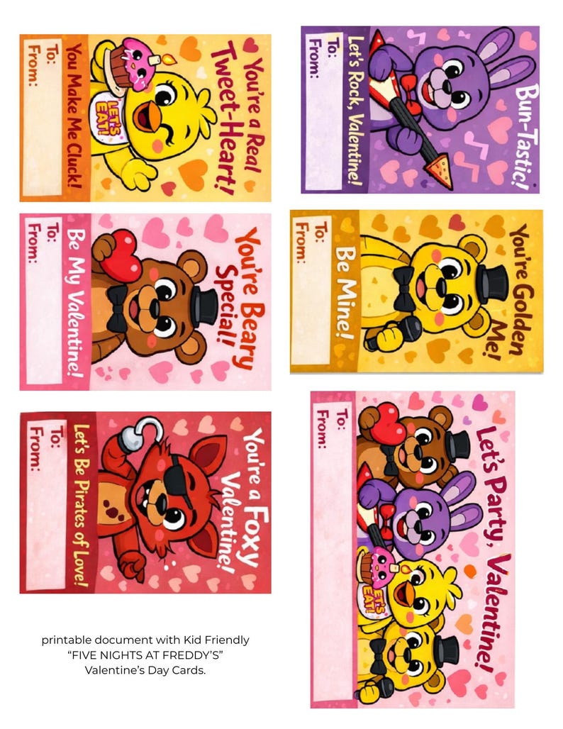 Five Nights at Freddy's- Valentine Cards - Etsy