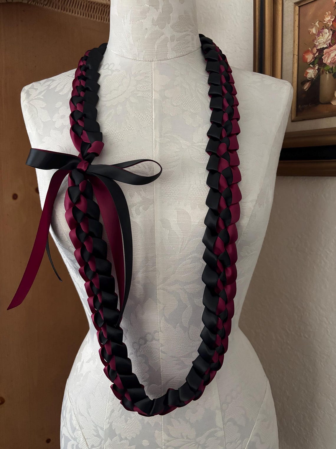 Graduation Ribbon Lei- Burgandy & Black - Etsy