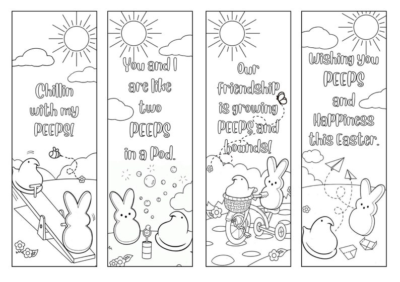 Easter Coloring PEEPS Pun Bookmarks - Etsy