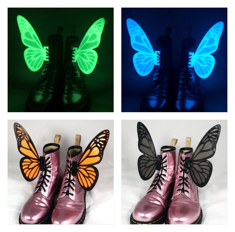 3D LARGE 8" Butterfly Wings for Shoes Boots Roller Skates Costume ...