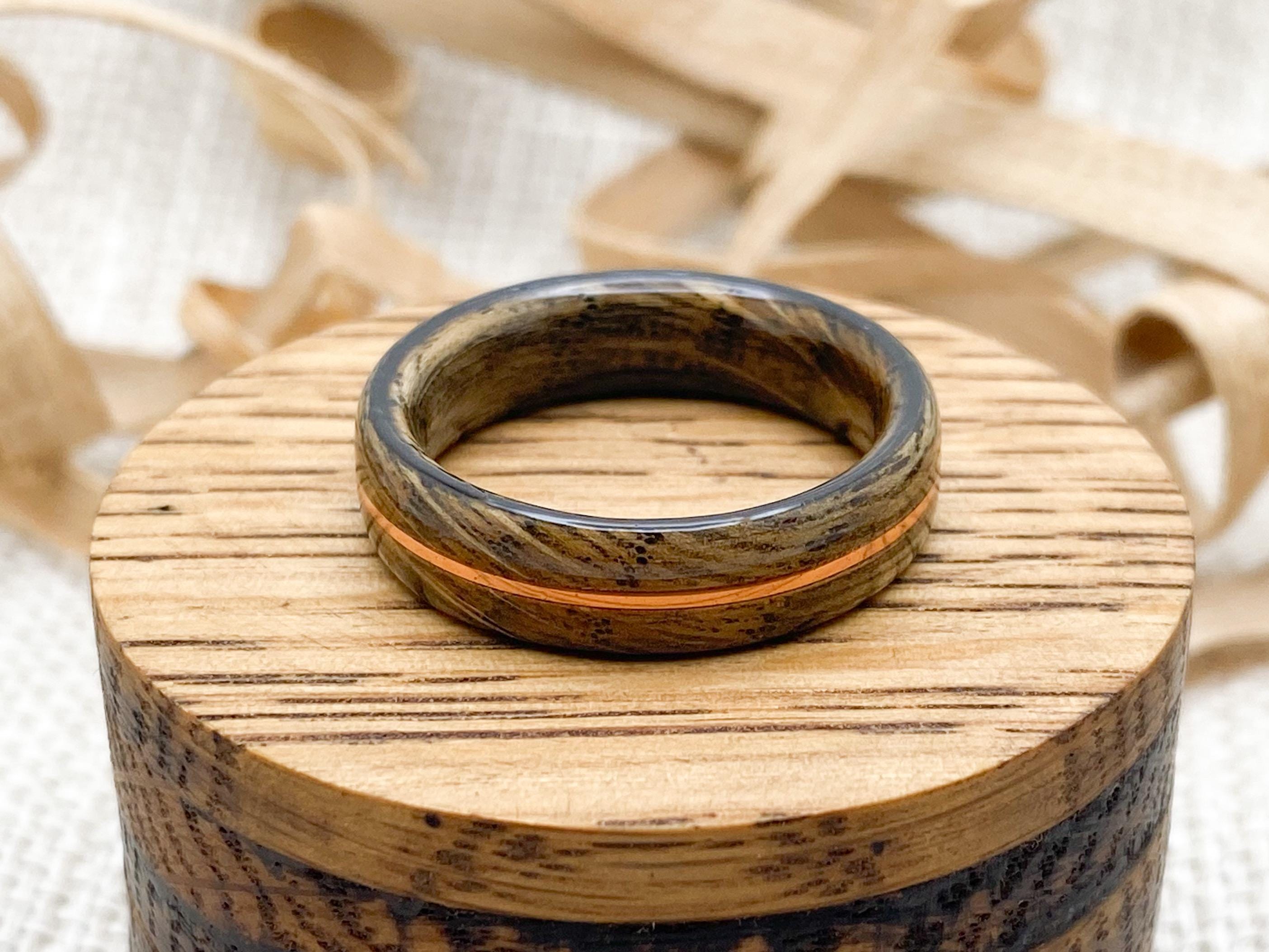Ardbeg Whisky Barrel Oak Ring With Copper Inlay - Handmade Wooden ...