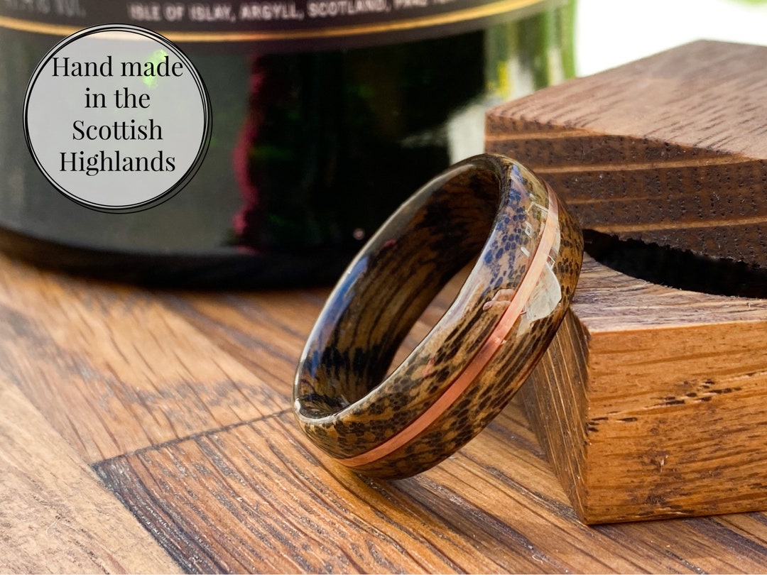 Ardbeg Whisky Barrel Oak Ring With Copper Inlay - Handmade Wooden ...
