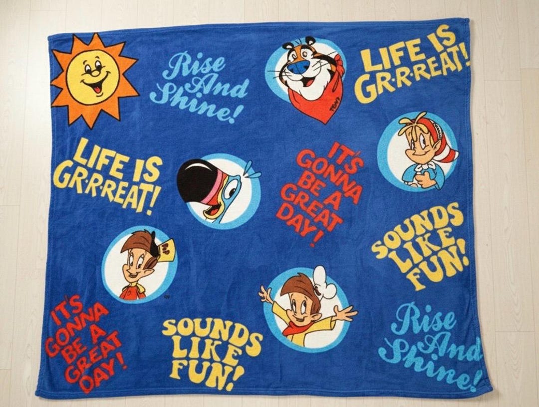 Vintage Kelloggs Fleece Blanket, Tony the Tiger, 90s Retro Cartoon ...