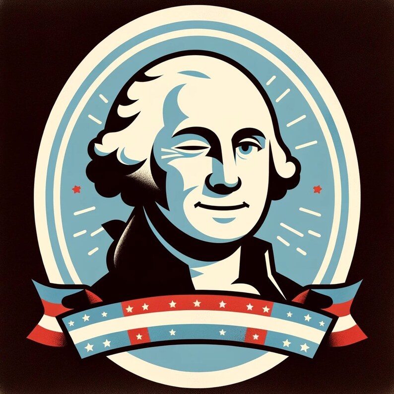 SVG - Cheeky Winking Washington - Simplified Illustration Instant ...