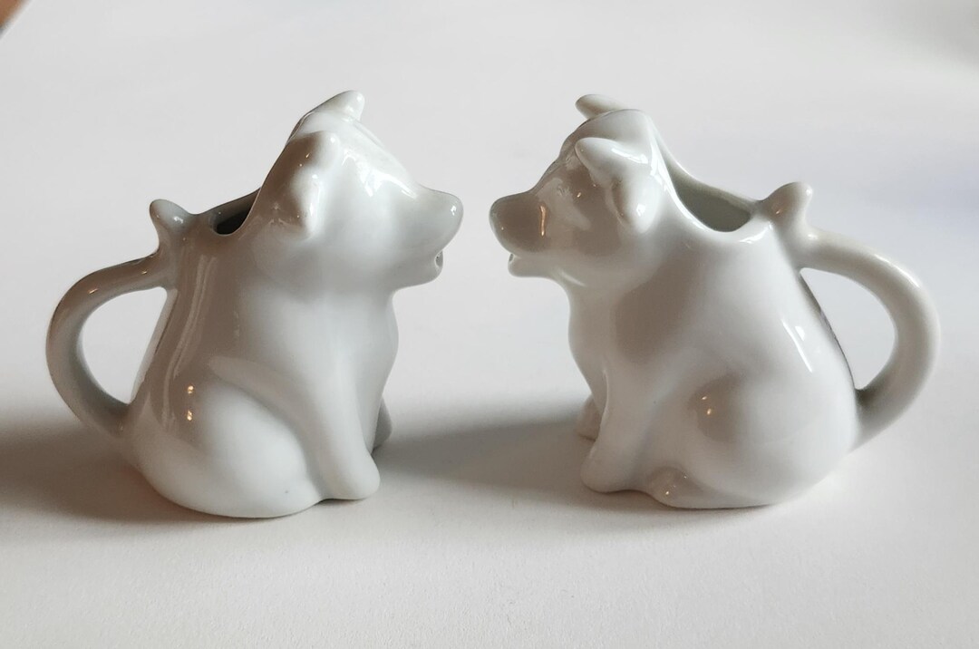 Vintage Small White Ceramic Cow Creamers, Set of 2 - Etsy
