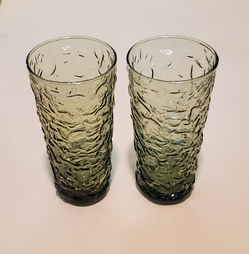 Vintage Green Glasses Green Glass Cups Set Of 2 Etsy