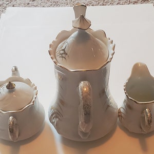 Vintage Lefton China Tea Set, White With Golden Wheat Pattern - Teapot ...