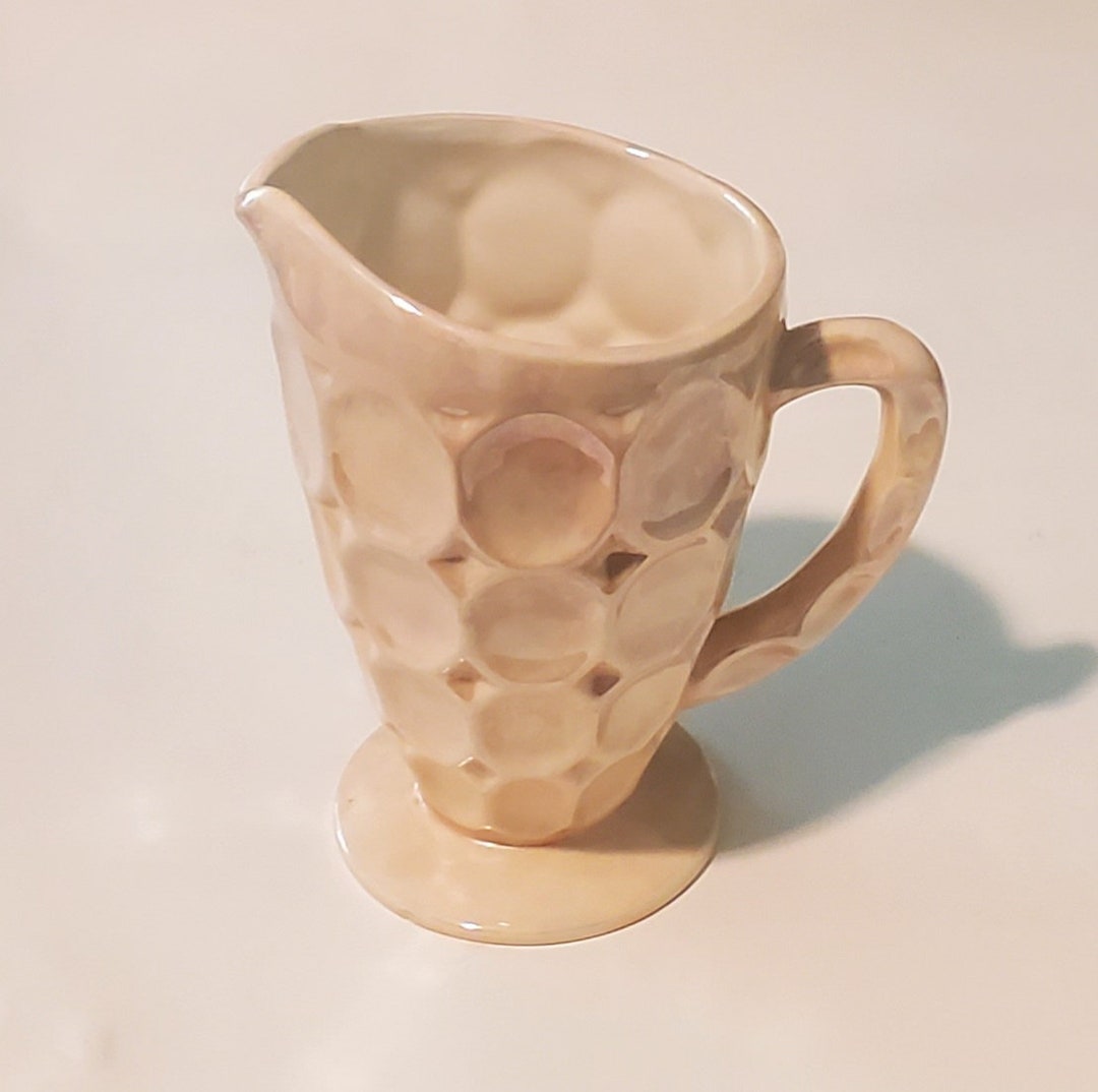 Vintage Ceramic Iridescent Peach Pitcher - Etsy