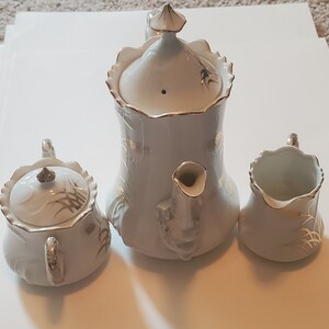 Vintage Lefton China Tea Set, White With Golden Wheat Pattern - Teapot ...