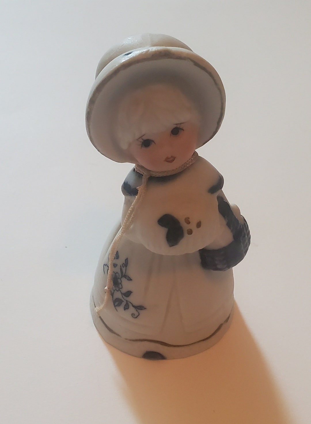 Vintage Jasco Ceramic Girl Bell Figurine, White and Blue - Etsy
