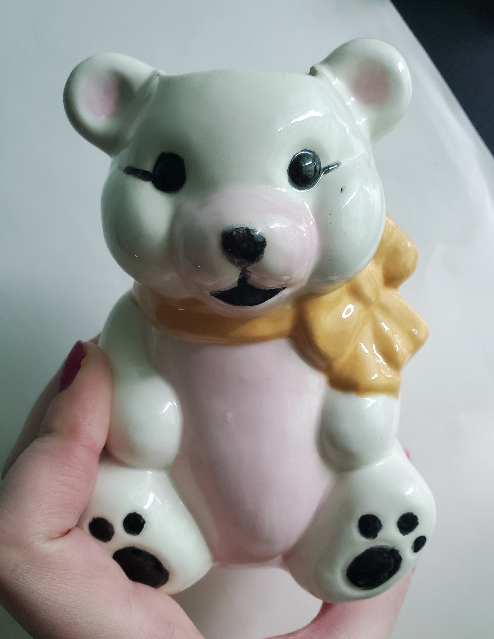 Vintage Handmade Ceramic Teddy Bear Figurine Vase Planter - Etsy