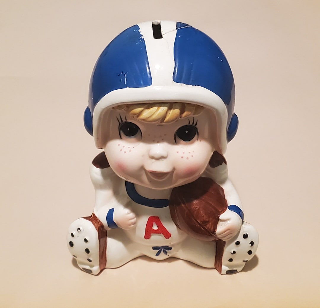 Vintage Ceramic Football Player Kid Bank Figurine - Etsy