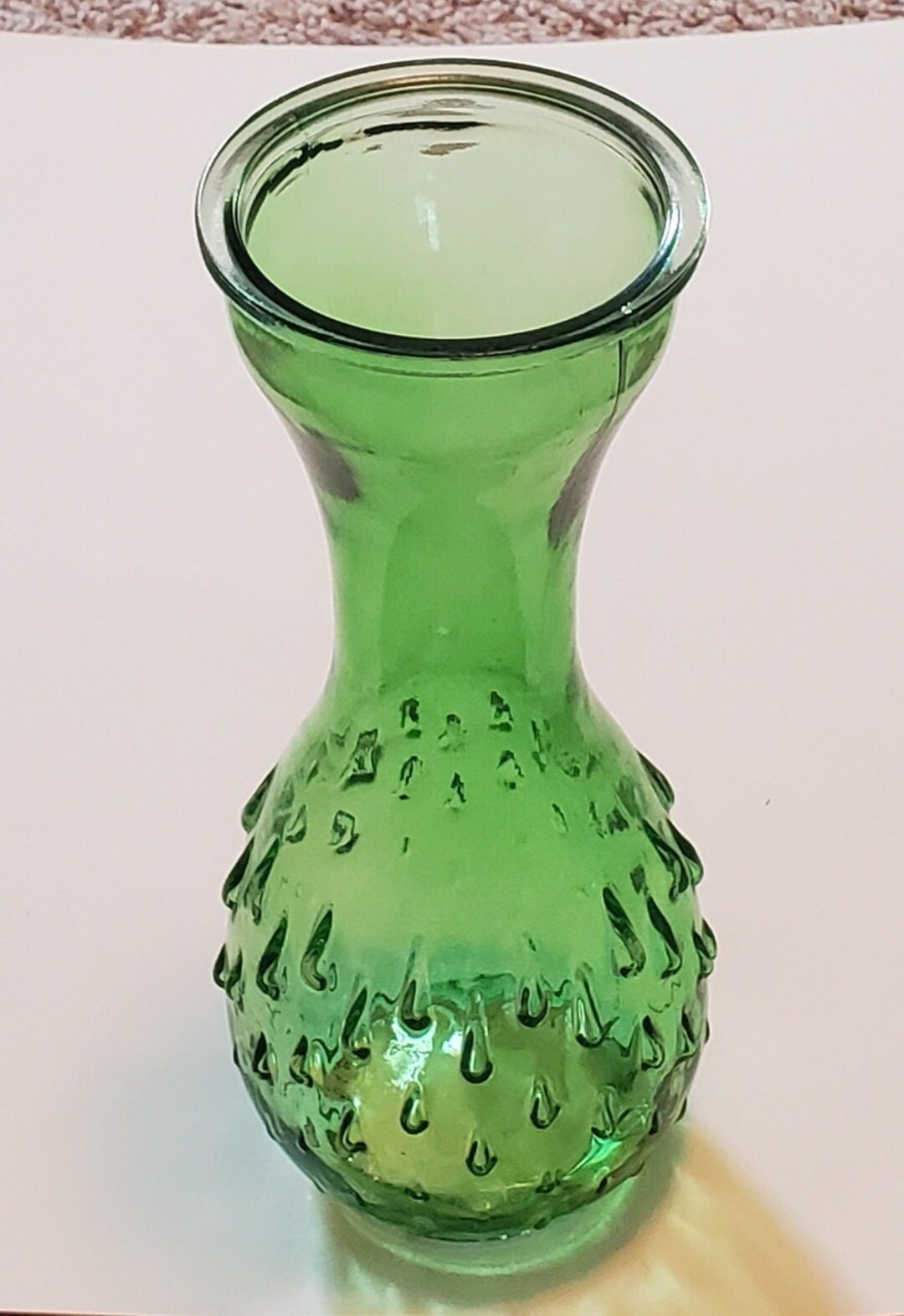 Vintage Green Glass Vase - Etsy