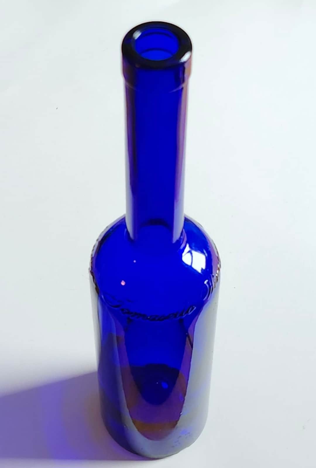 Vintage Blue Glass Bottle - Etsy