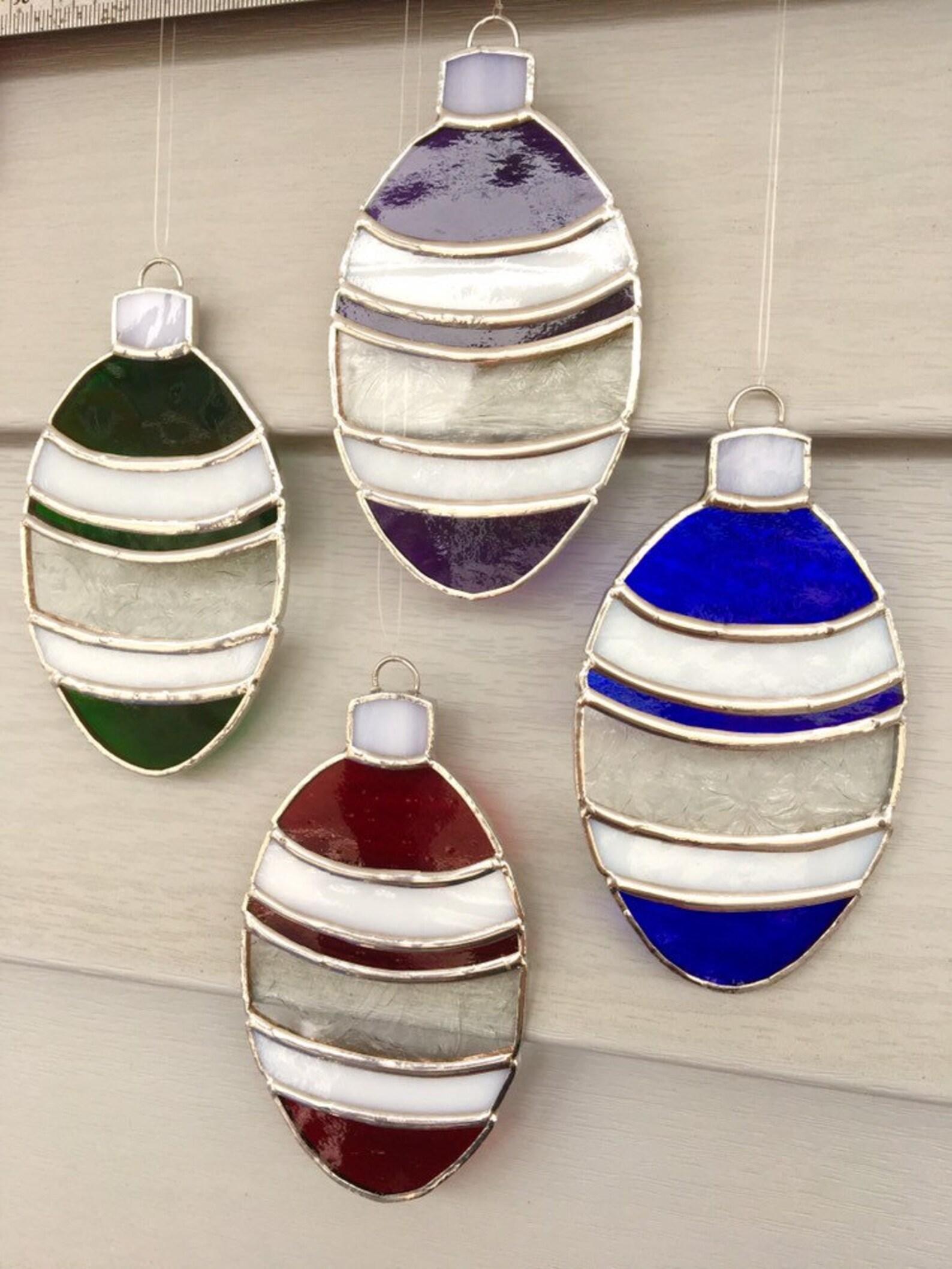 Stained Glass Christmas Tree Ornaments Decoration - Etsy